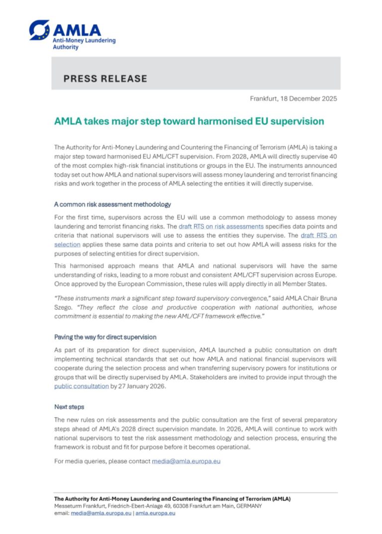 Two New EU AML Regulatory Technical Standards - Anti-Money Laundering